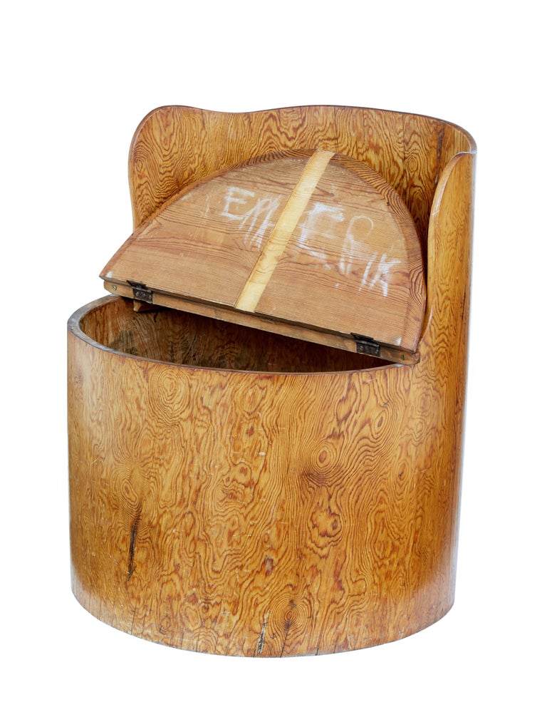 19th Century Swedish Pine Dug Out Chair at 1stDibs