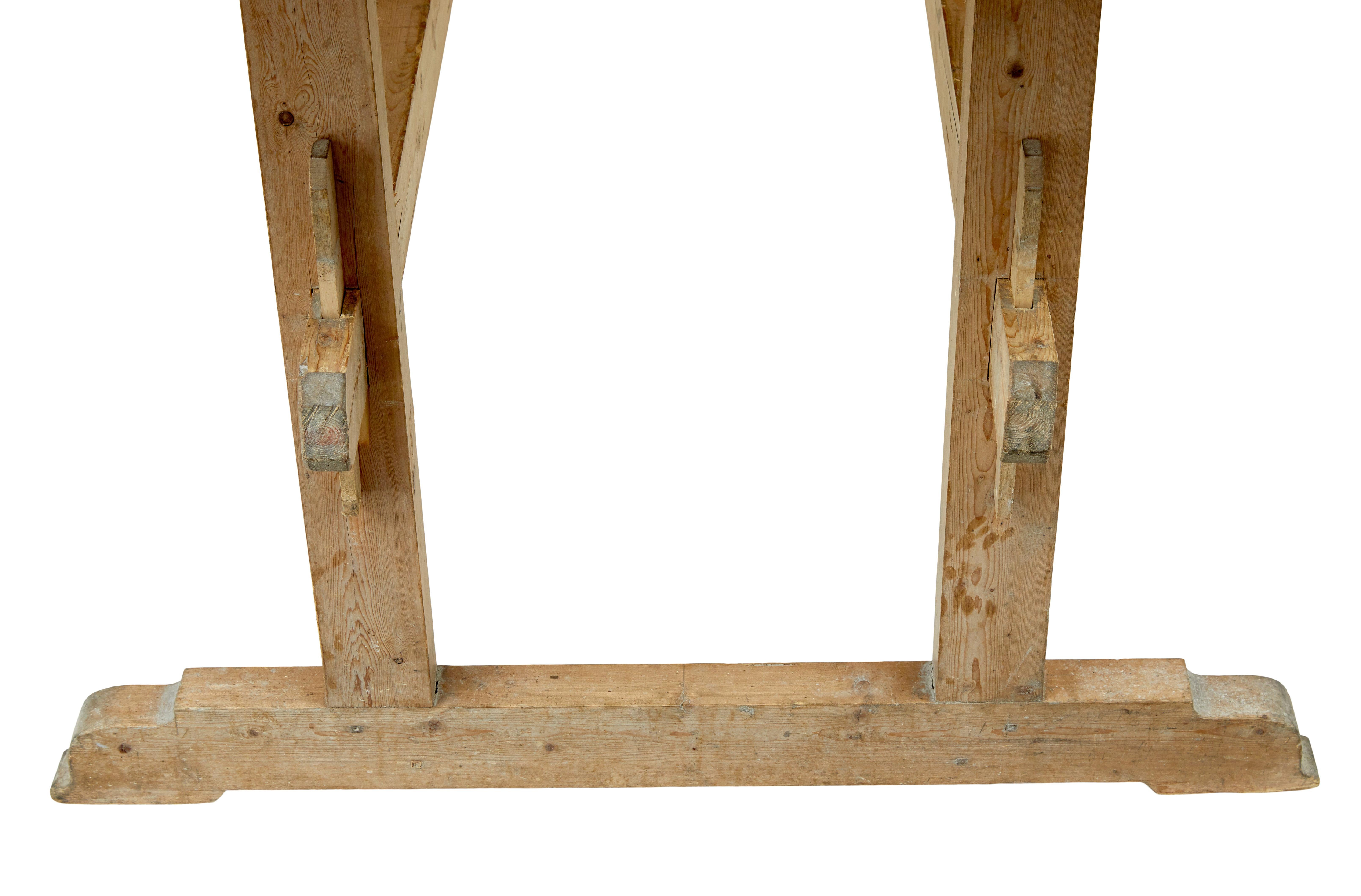 19th century Swedish pine trestle bakers table For Sale at 1stDibs