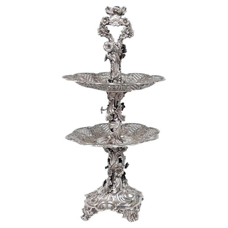 19th Century Swedish Two Tier Sterling Silver Dessert Stand For Sale at ...