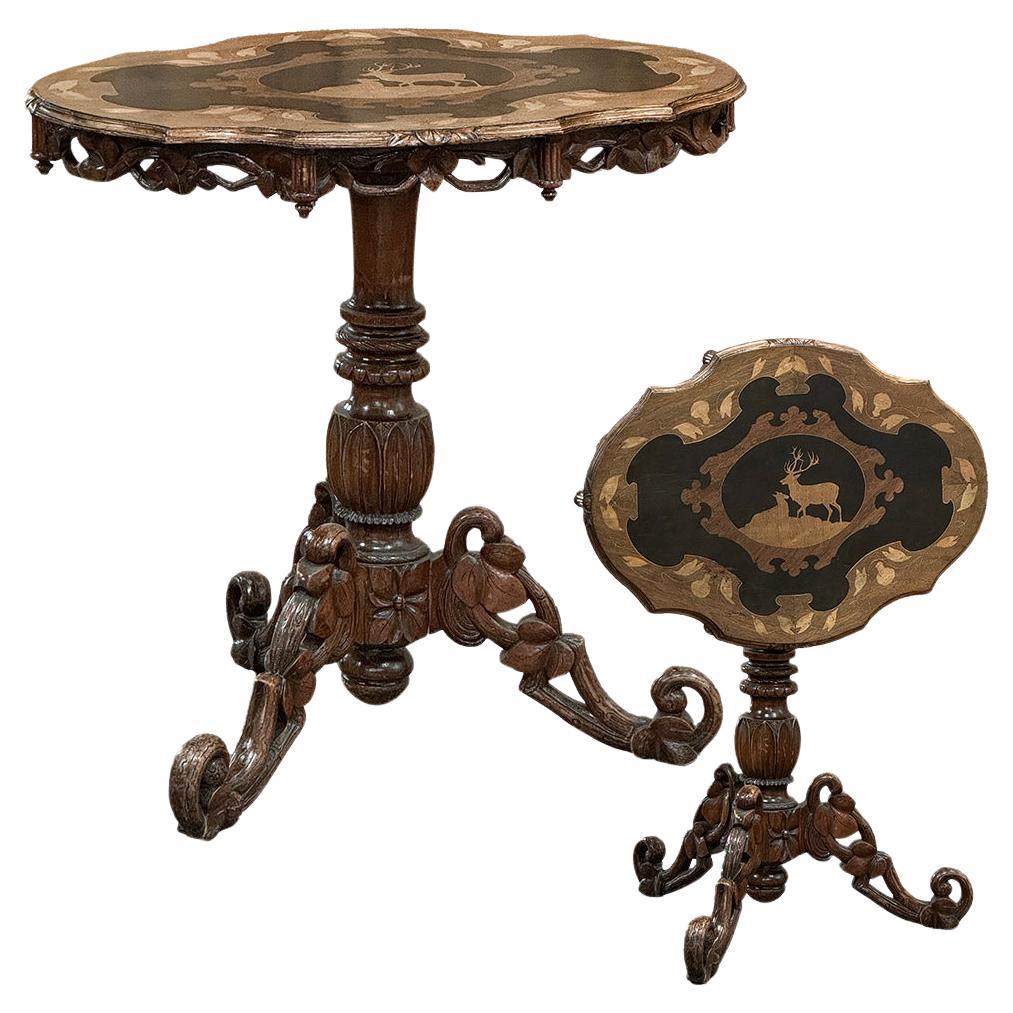 Antique English Victorian Burl Walnut Tilt Top Center Table - Mid 19th ...