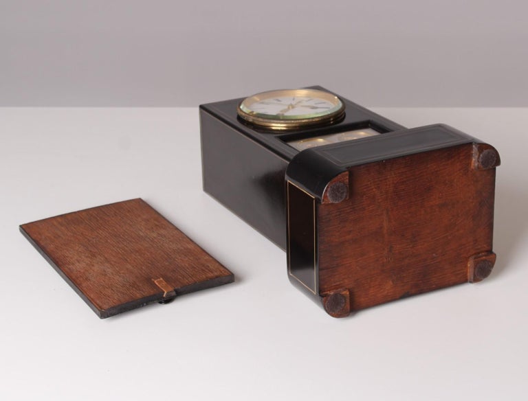19th Century Table Clock with Calendar, Ebonized Wood, France, circa ...
