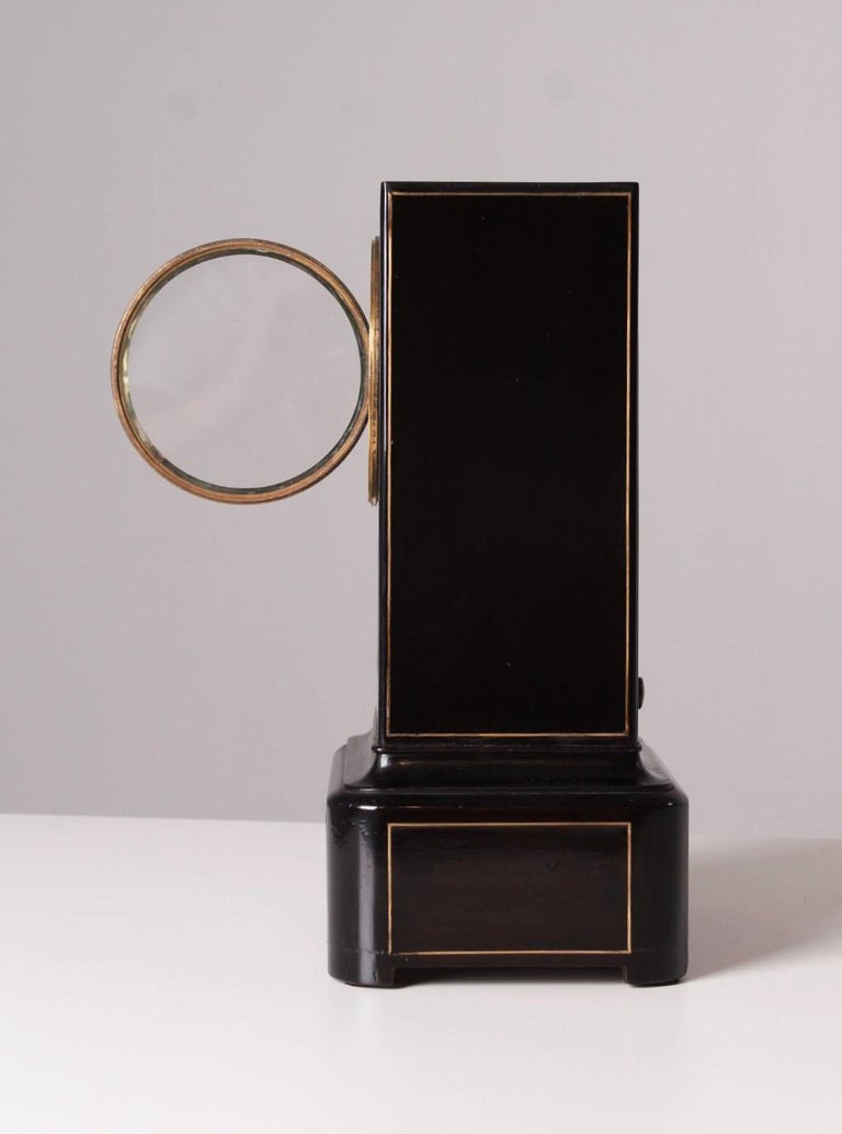19th Century Table Clock with Calendar, Ebonized Wood, France, circa ...
