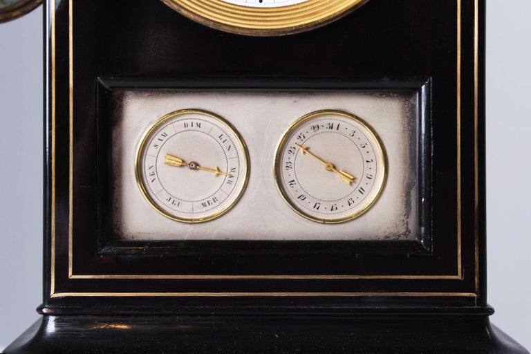 19th Century Table Clock with Calendar, Ebonized Wood, France, circa ...