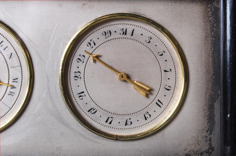 19th Century Table Clock with Calendar, Ebonized Wood, France, circa ...