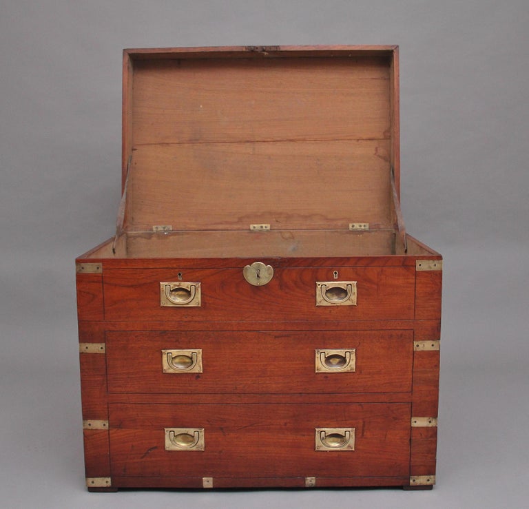19th Century Teak and Brass Bound Campaign Trunk at 1stDibs