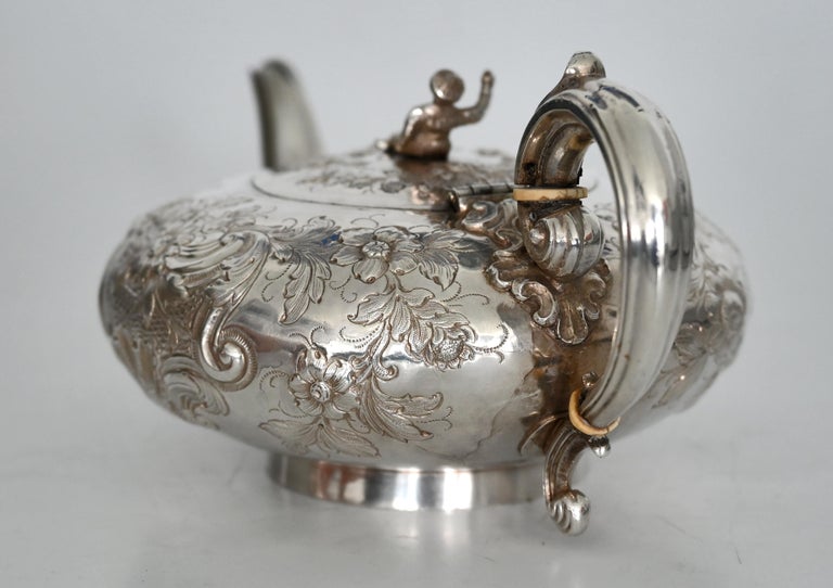 19th Century Teapot with Oriental Silver Massive Mm Weisshaupt Munich ...