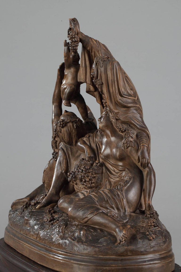 19th Century Terracotta, Bacchus and Bacchantes Celebrating the Grape ...