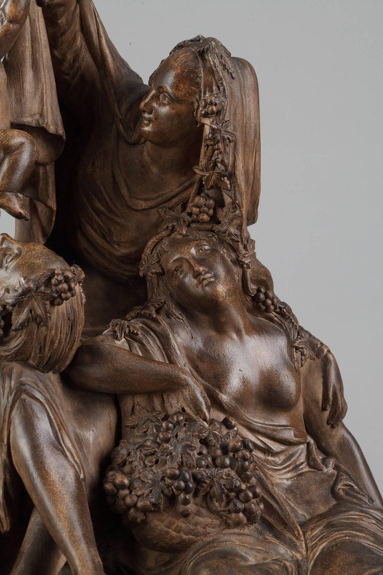 19th Century Terracotta, Bacchus and Bacchantes Celebrating the Grape ...
