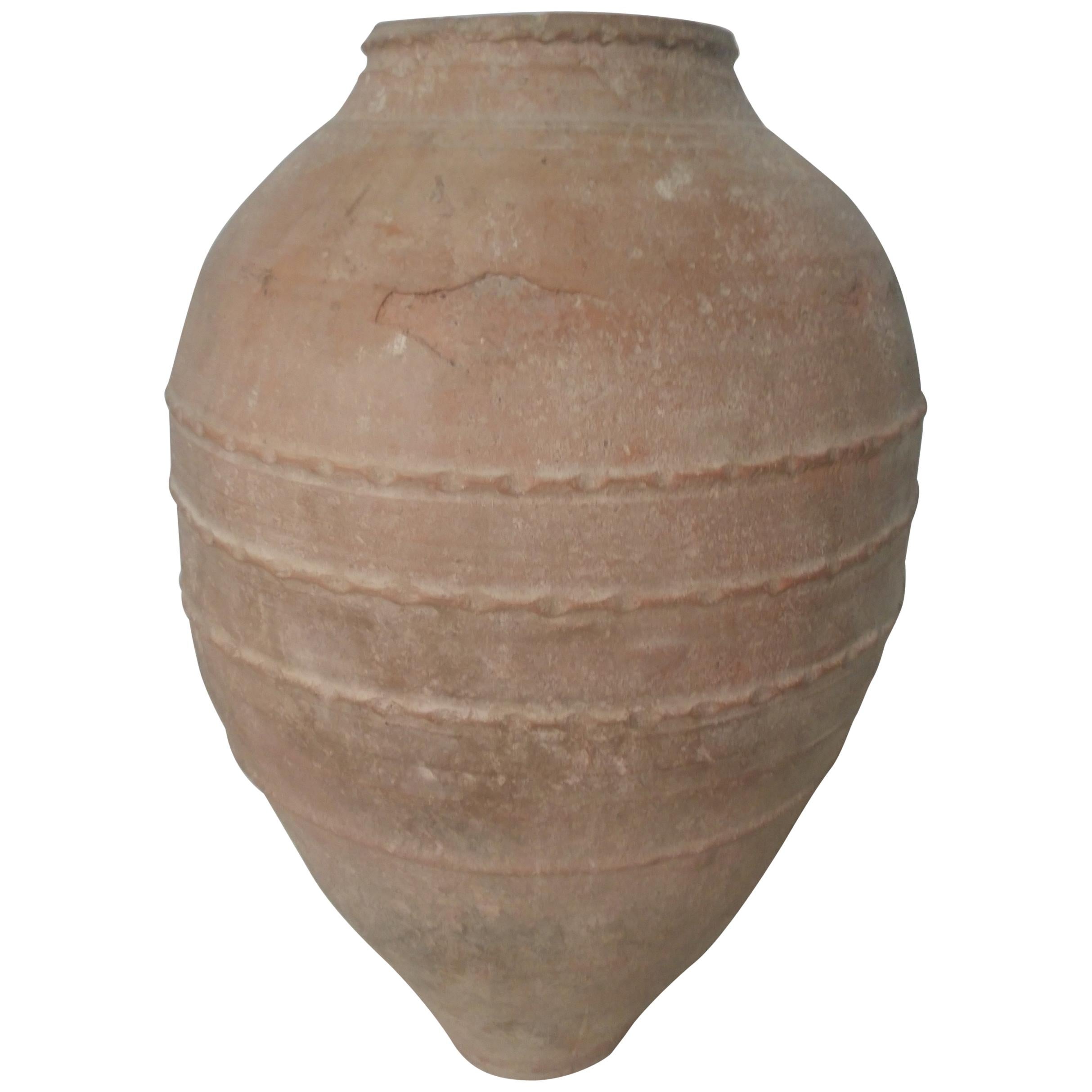 Very Large Antique Italian Terracotta Amphora Olive Jar, Yellow Glaze ...