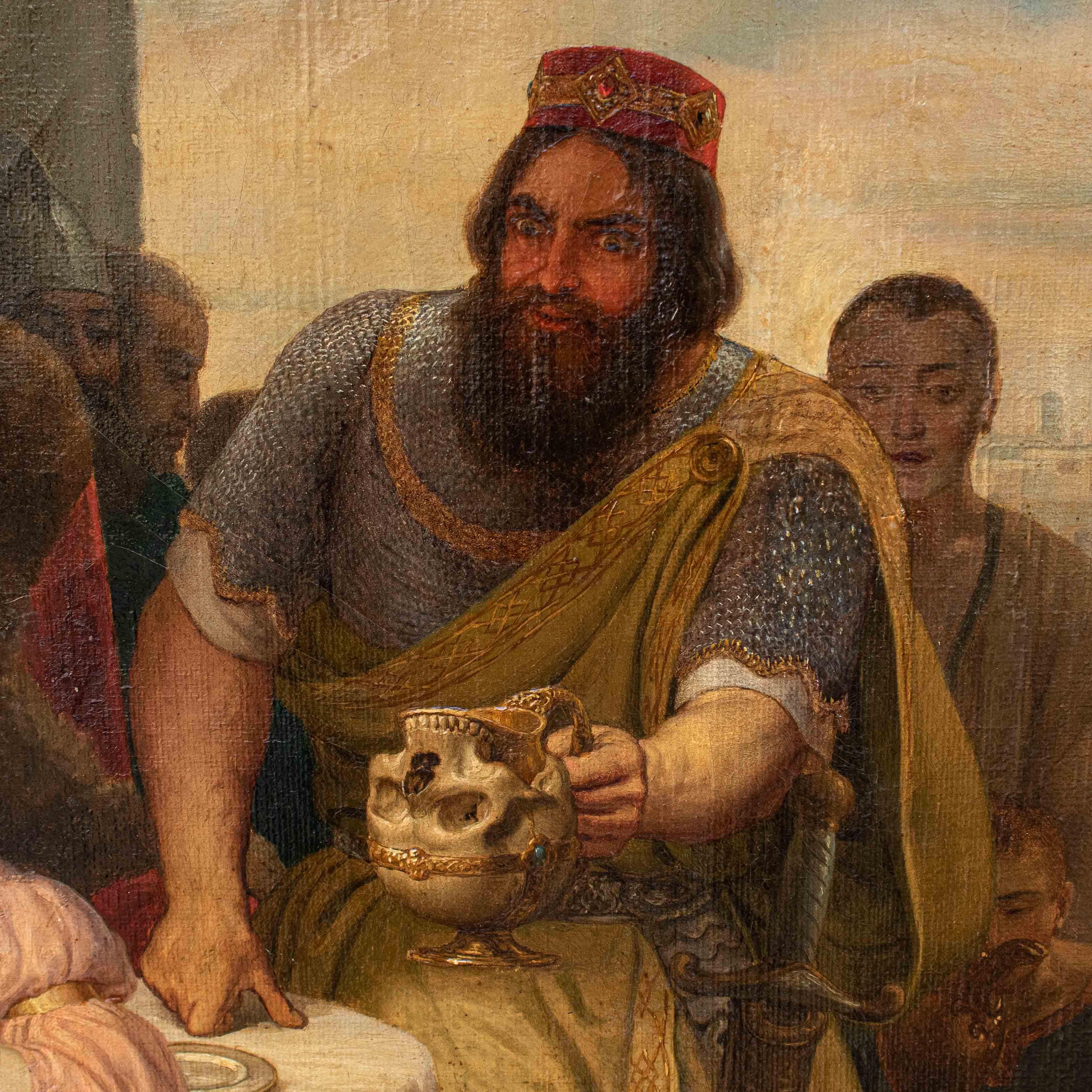 19th Century The Banquet of Alboino Romantic Painting Oil on Canvas at ...