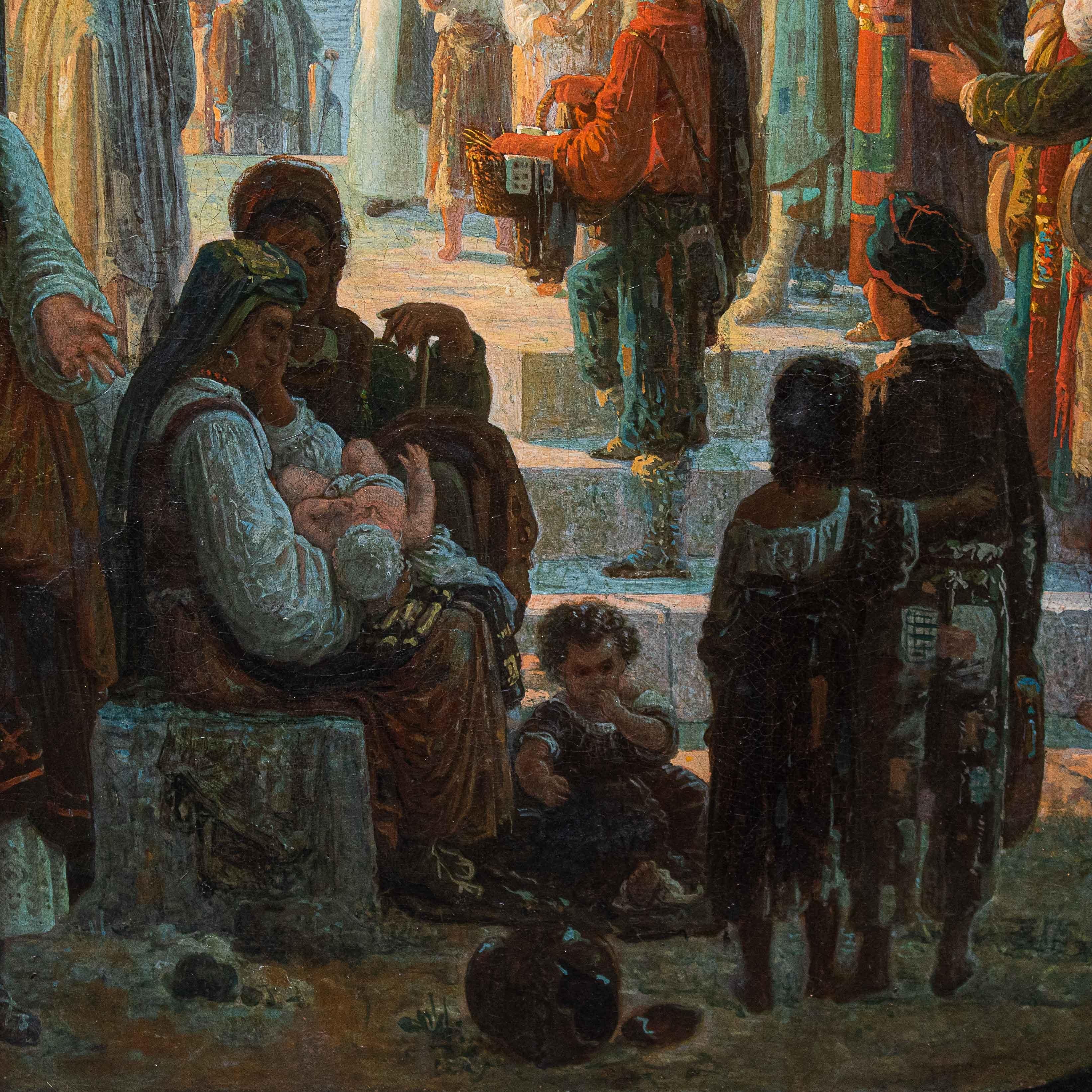 19th Century The Departure of the Garibaldini from Quarto Painting Oil on Canvas For Sale at 1stDibs