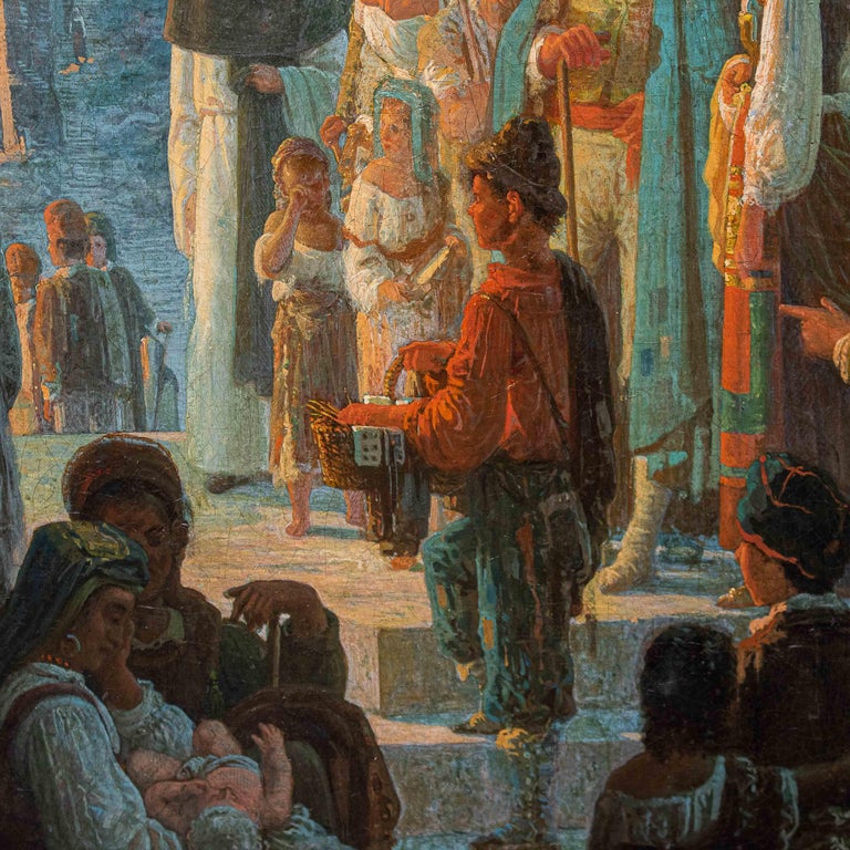 19th Century The Departure of the Garibaldini from Quarto Painting Oil ...