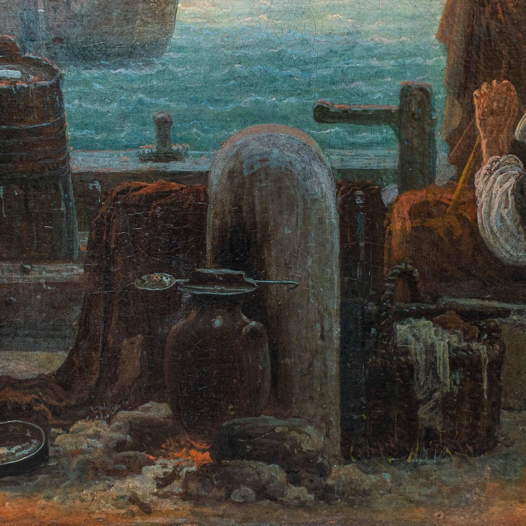 19th Century The Departure of the Garibaldini from Quarto Painting Oil on Canvas For Sale at 1stDibs