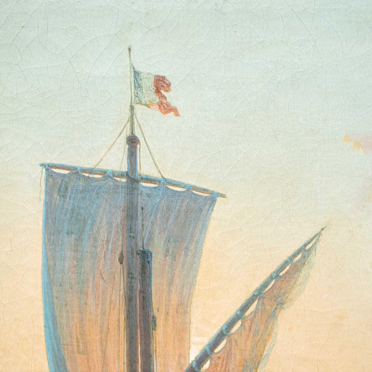 19th Century The Departure of the Garibaldini from Quarto Painting Oil on Canvas For Sale at 1stDibs