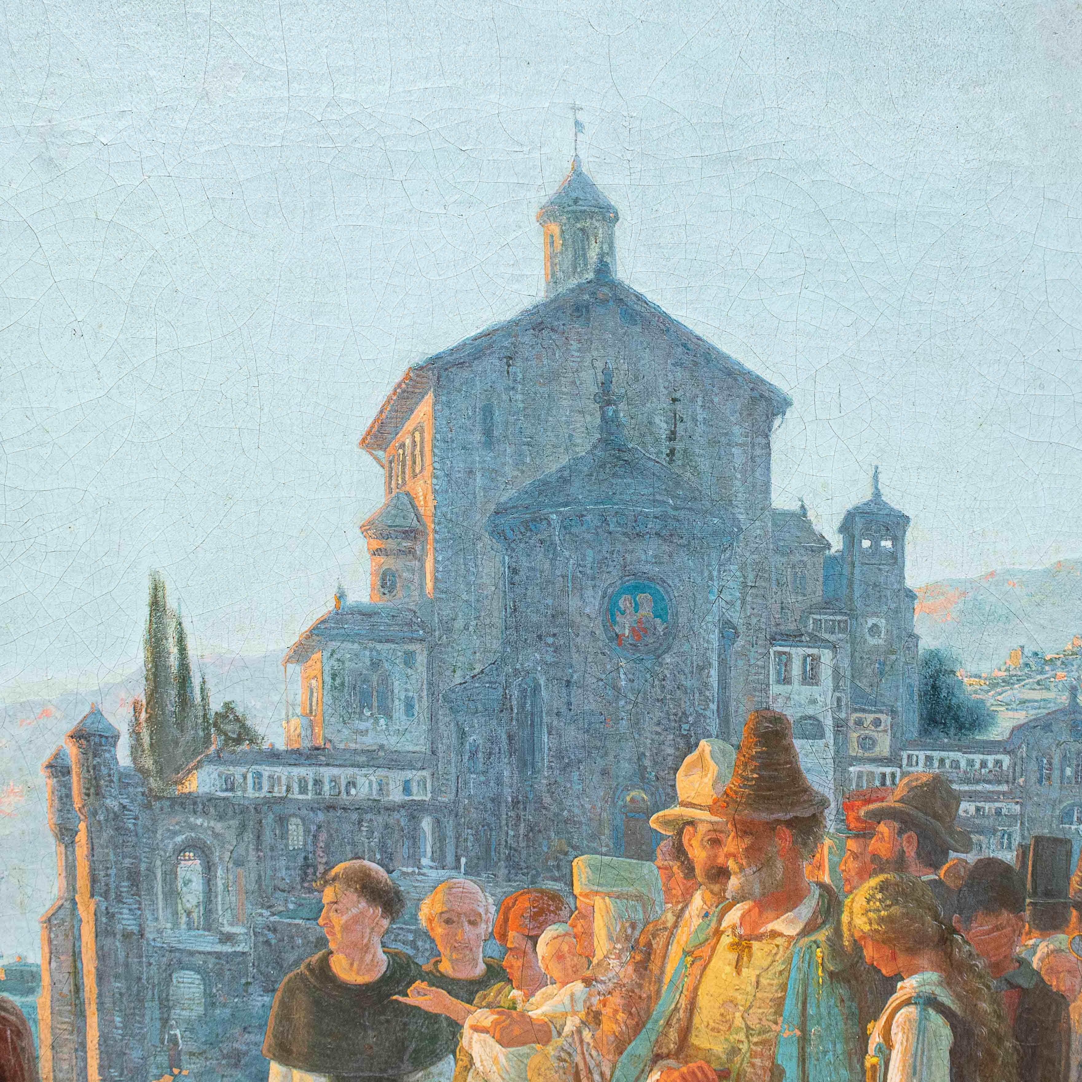 19th Century The Departure of the Garibaldini from Quarto Painting Oil on Canvas For Sale at 1stDibs