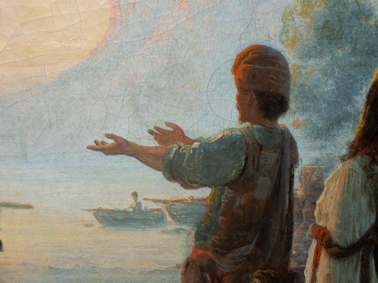 19th Century The Departure of the Garibaldini from Quarto Painting Oil on Canvas For Sale at 1stDibs