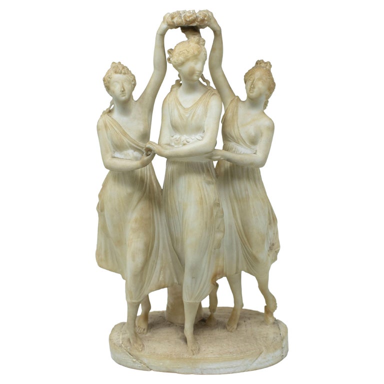 Alabaster-Skulptur Die drei Graces aus dem 19. Jahrhundert im Angebot ...
