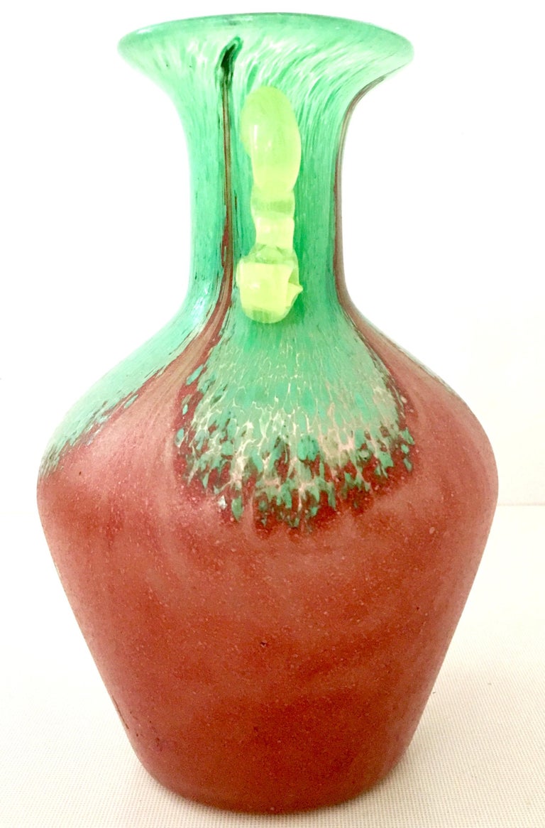 19th Century Thomas Webb Cranberry and Vaseline Glass Vase at 1stDibs