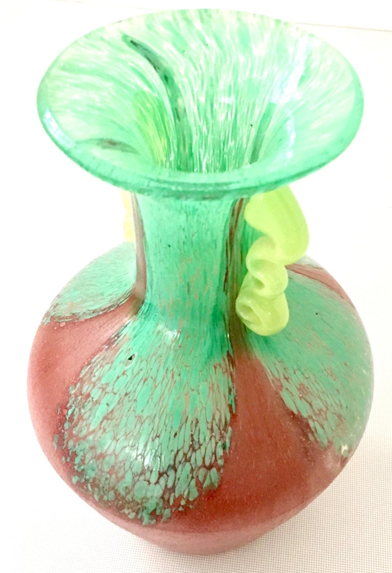 19th Century Thomas Webb Cranberry and Vaseline Glass Vase at 1stDibs