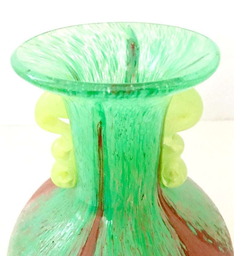 19th Century Thomas Webb Cranberry and Vaseline Glass Vase at 1stDibs
