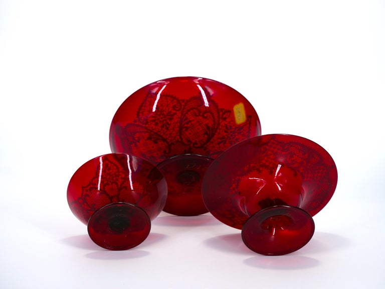 19th Century Three Murano Glass Decorative Compote For Sale at 1stDibs