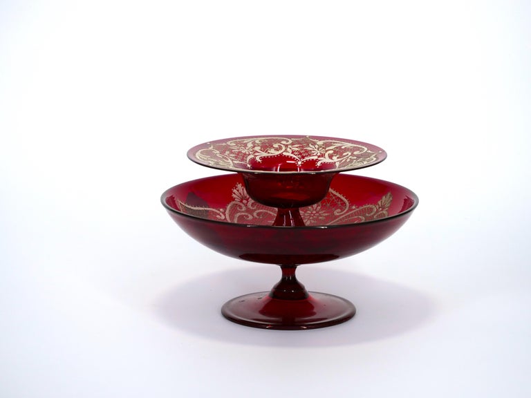 19th Century Three Murano Glass Decorative Compote For Sale at 1stDibs