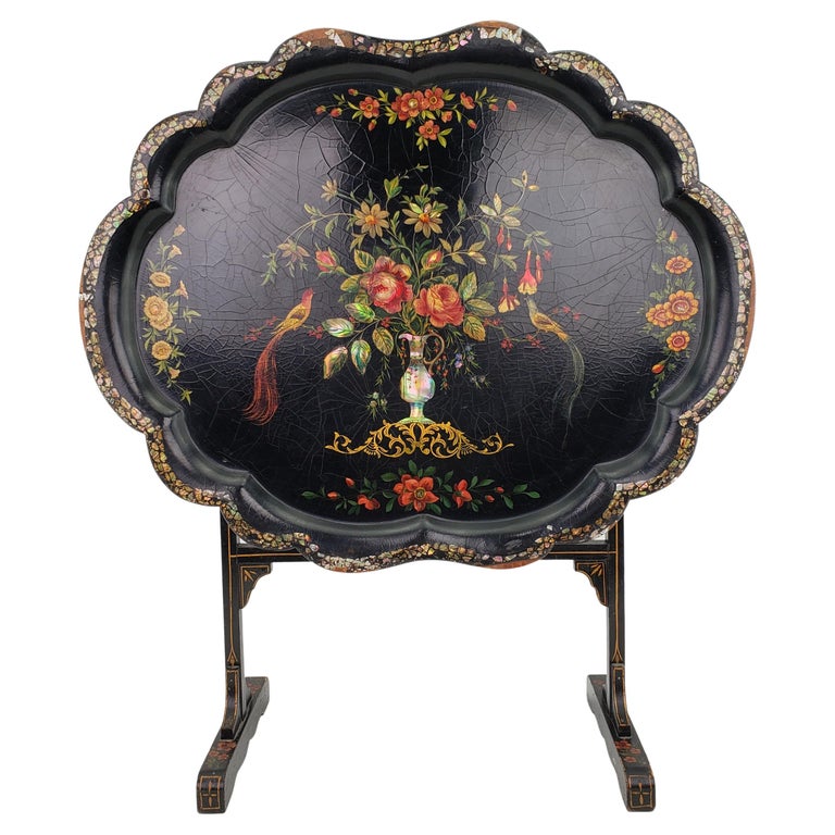 19th Century Tilt-Top Japanned Papier-Mache Table For Sale at 1stDibs