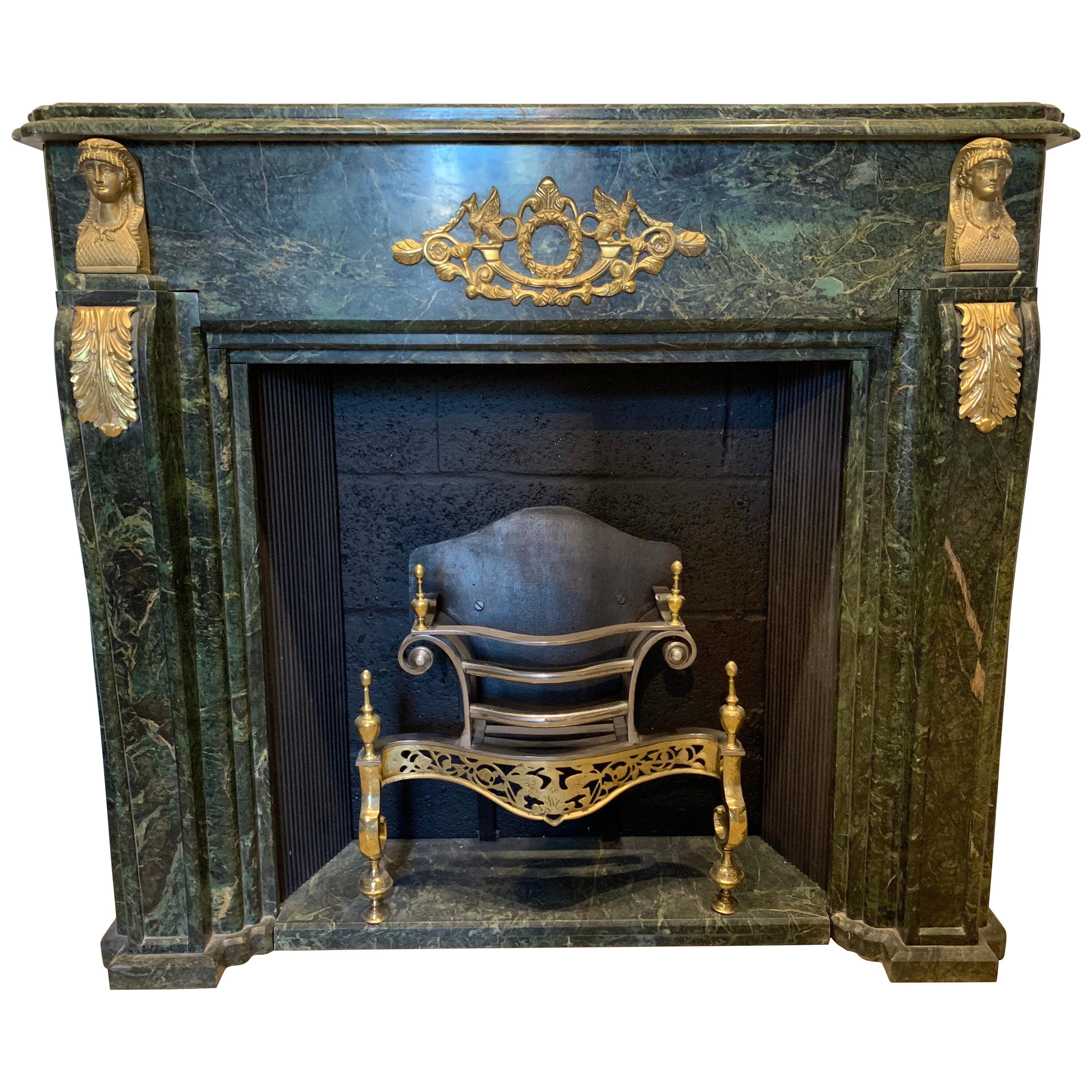 EMPIRE FIREPLACE, imposing and with its original insert For Sale at 1stDibs