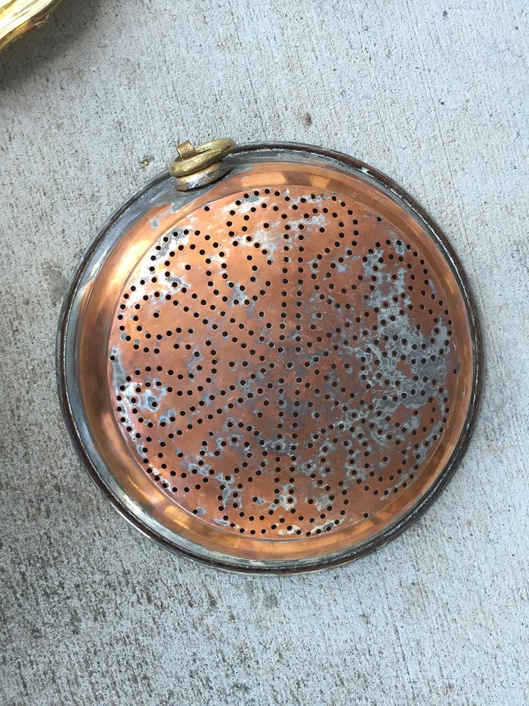 19th Century to Turn of the Century Copper Strainer with Brass Handles ...
