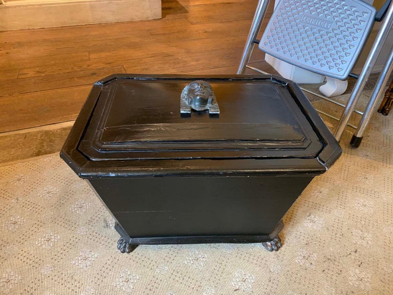 19th Century Ebonized Wooden Cellarette with Bronze Egyptian Revival ...