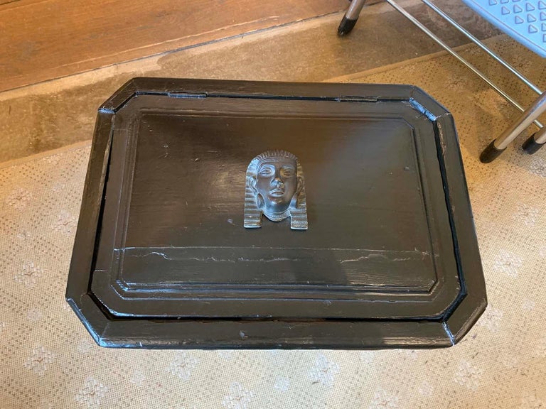 19th Century Ebonized Wooden Cellarette with Bronze Egyptian Revival ...