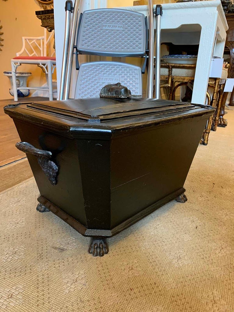 19th Century Ebonized Wooden Cellarette with Bronze Egyptian Revival ...