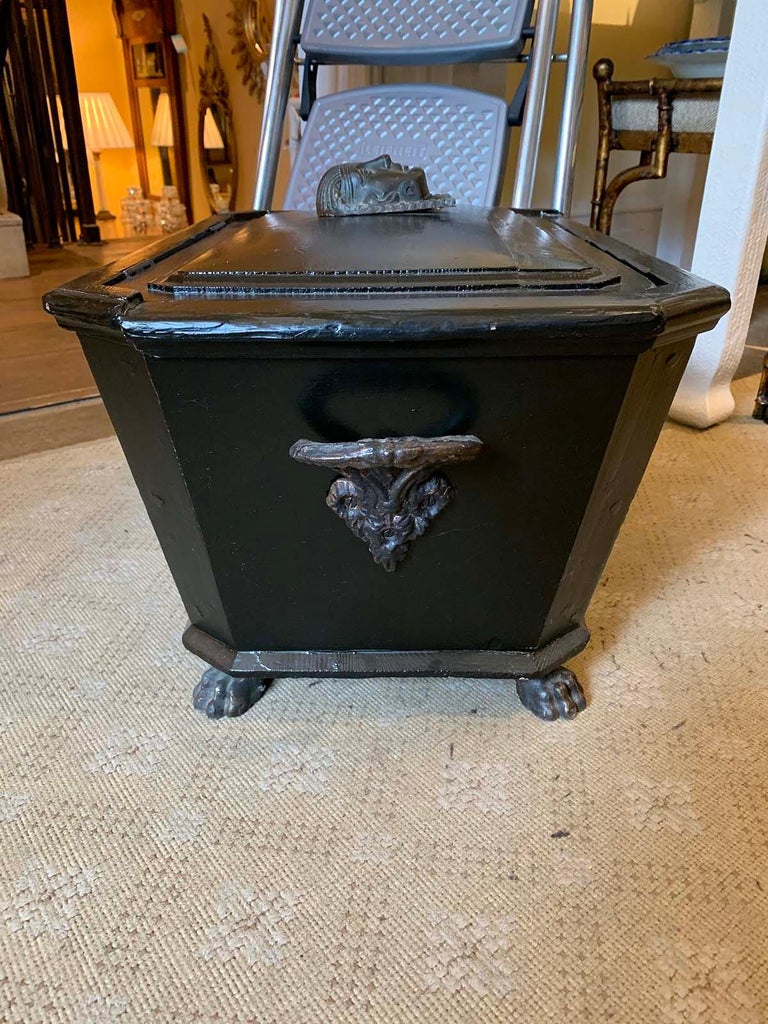 19th Century Ebonized Wooden Cellarette with Bronze Egyptian Revival ...