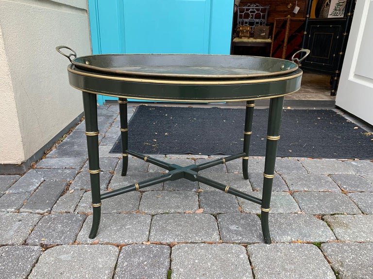 19th Century Tole Tray on Custom Stand at 1stDibs