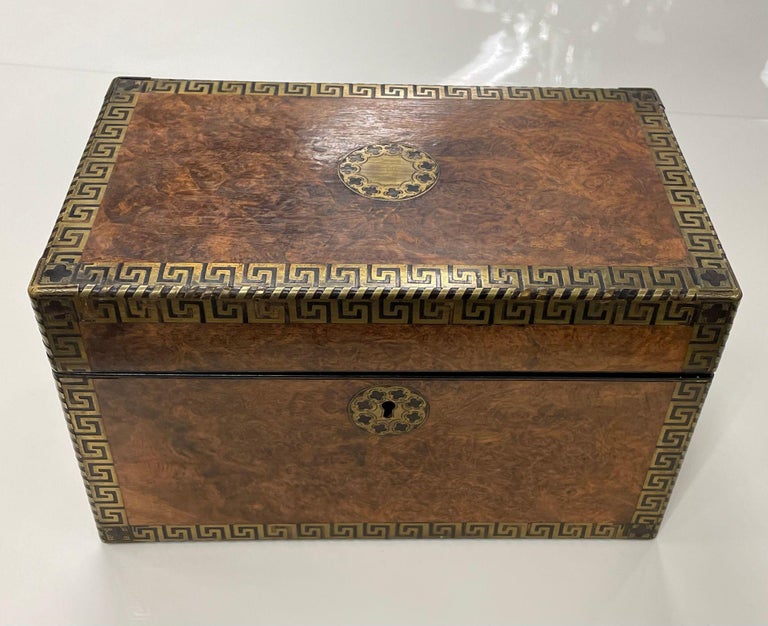 19th Century Tortoise Shell Grain and Greek Key Tea Caddy, Boule ...