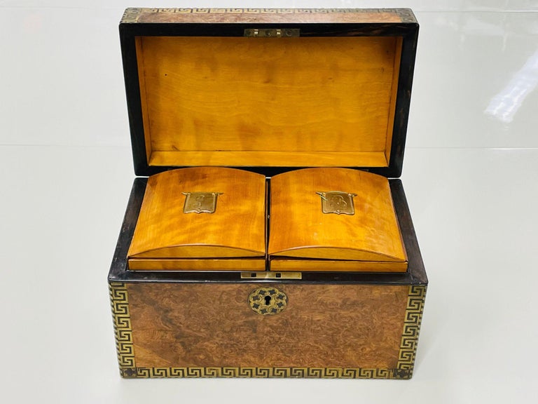 19th Century Tortoise Shell Grain and Greek Key Tea Caddy, Boule ...
