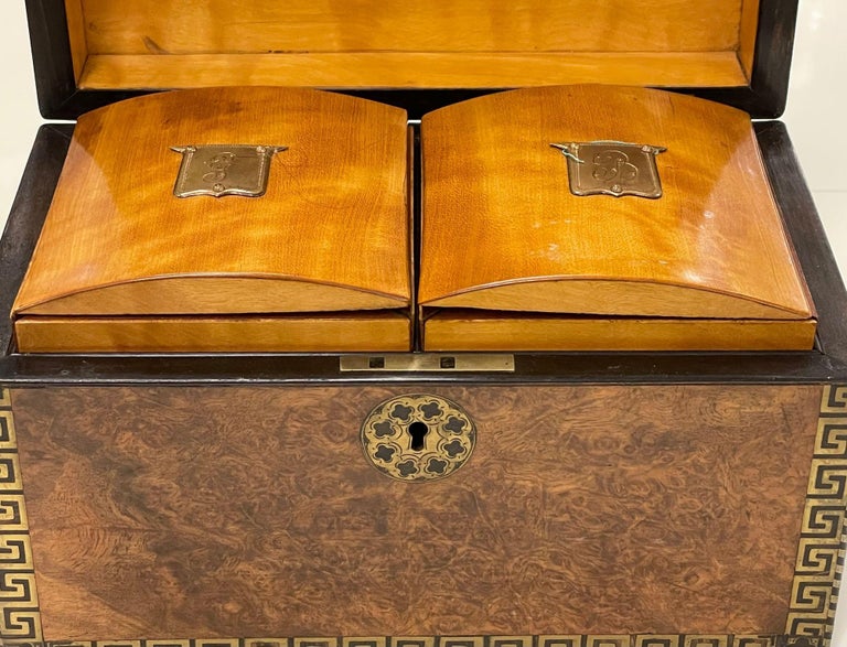 19th Century Tortoise Shell Grain and Greek Key Tea Caddy, Boule ...