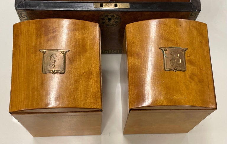 19th Century Tortoise Shell Grain and Greek Key Tea Caddy, Boule ...