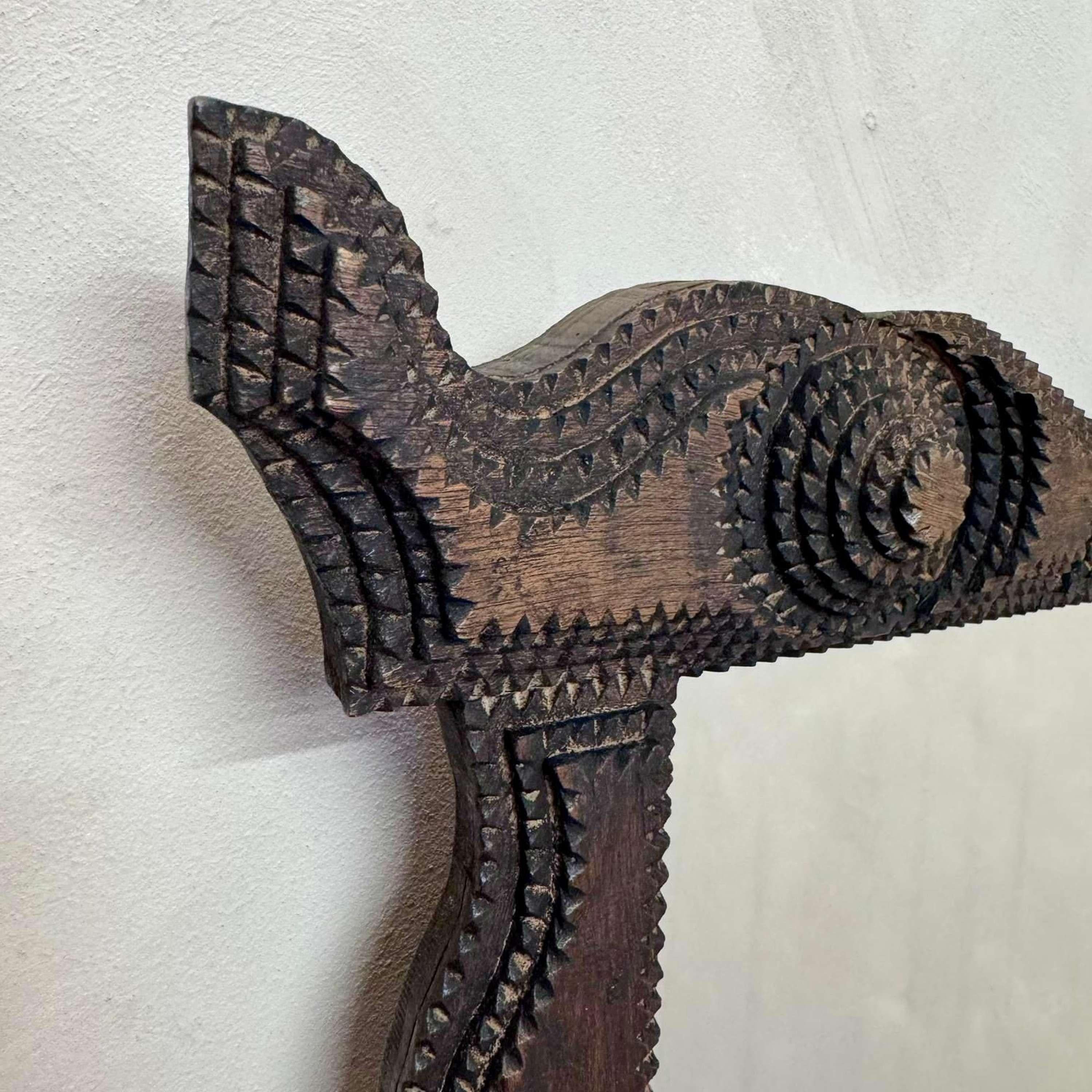 19th Century Tramp Art Chip Work Mirror Folk Art For Sale at 1stDibs