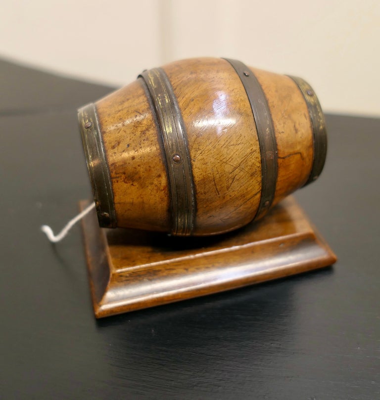 19th Century Treen String Barrel, Yew Banded with Brass For Sale at 1stDibs