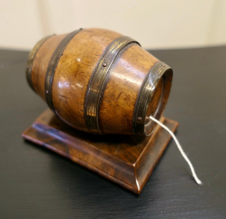 19th Century Treen String Barrel, Yew Banded with Brass For Sale at 1stDibs