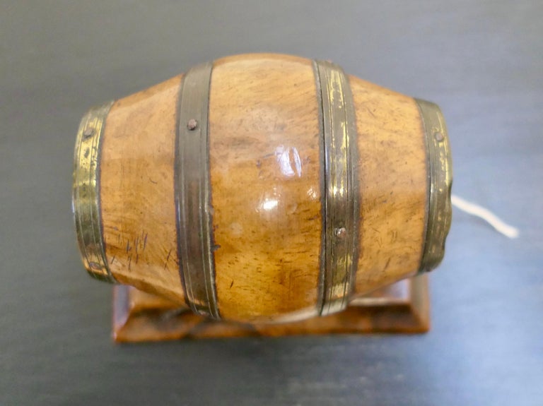 19th Century Treen String Barrel, Yew Banded with Brass For Sale at 1stDibs