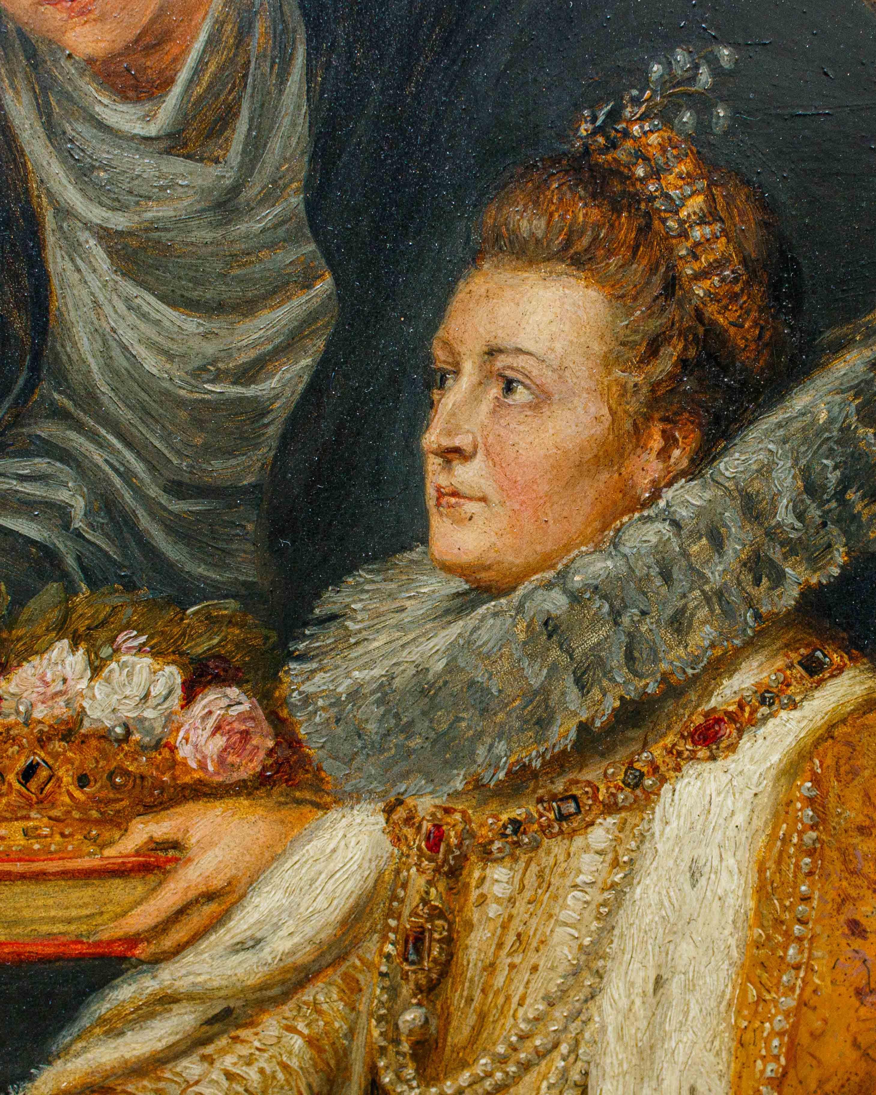 19th Century Triptych of Sant'Ildefonso Painting Oil on Canvas For Sale at 1stDibs