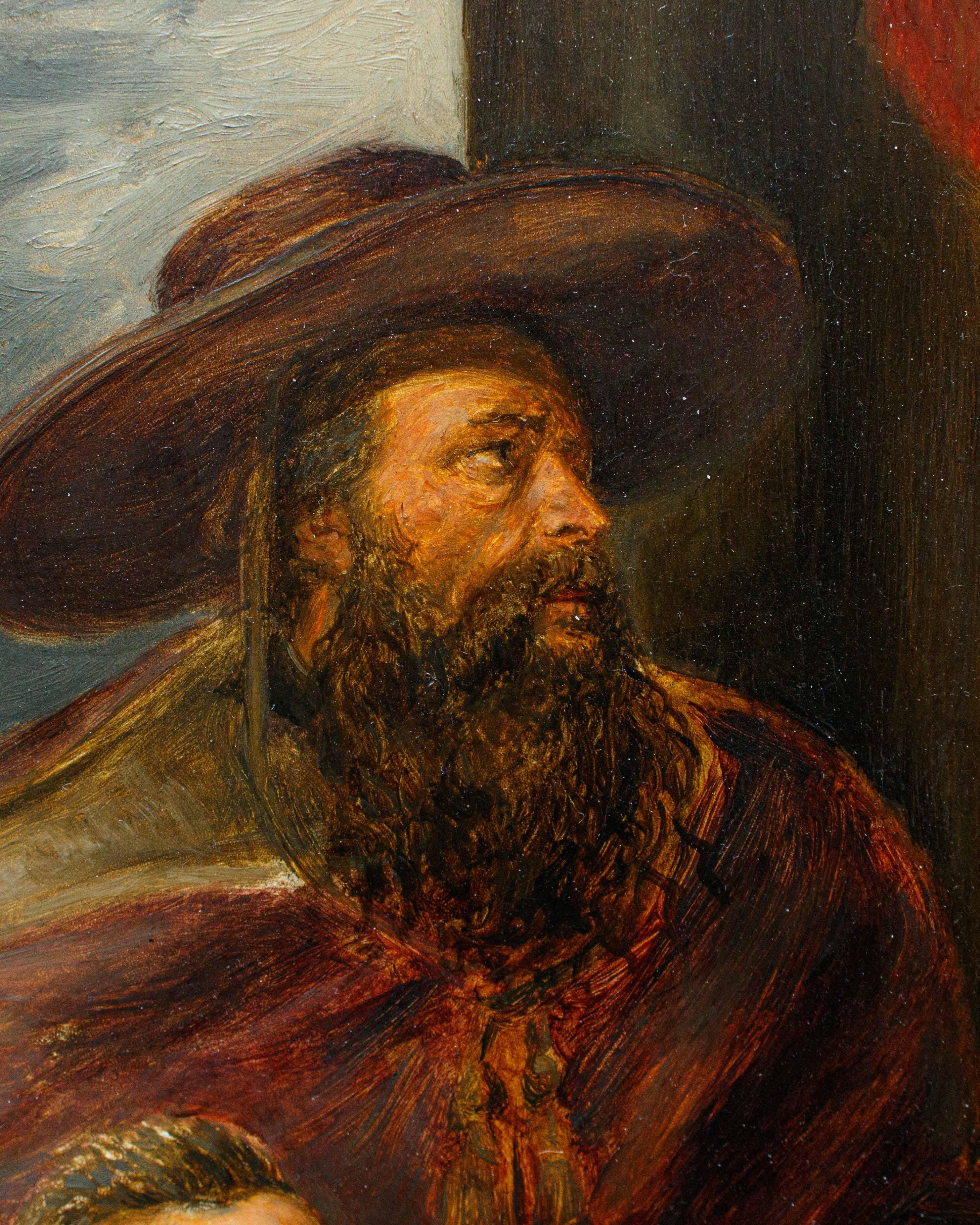 19th Century Triptych of Sant'Ildefonso Painting Oil on Canvas For Sale at 1stDibs