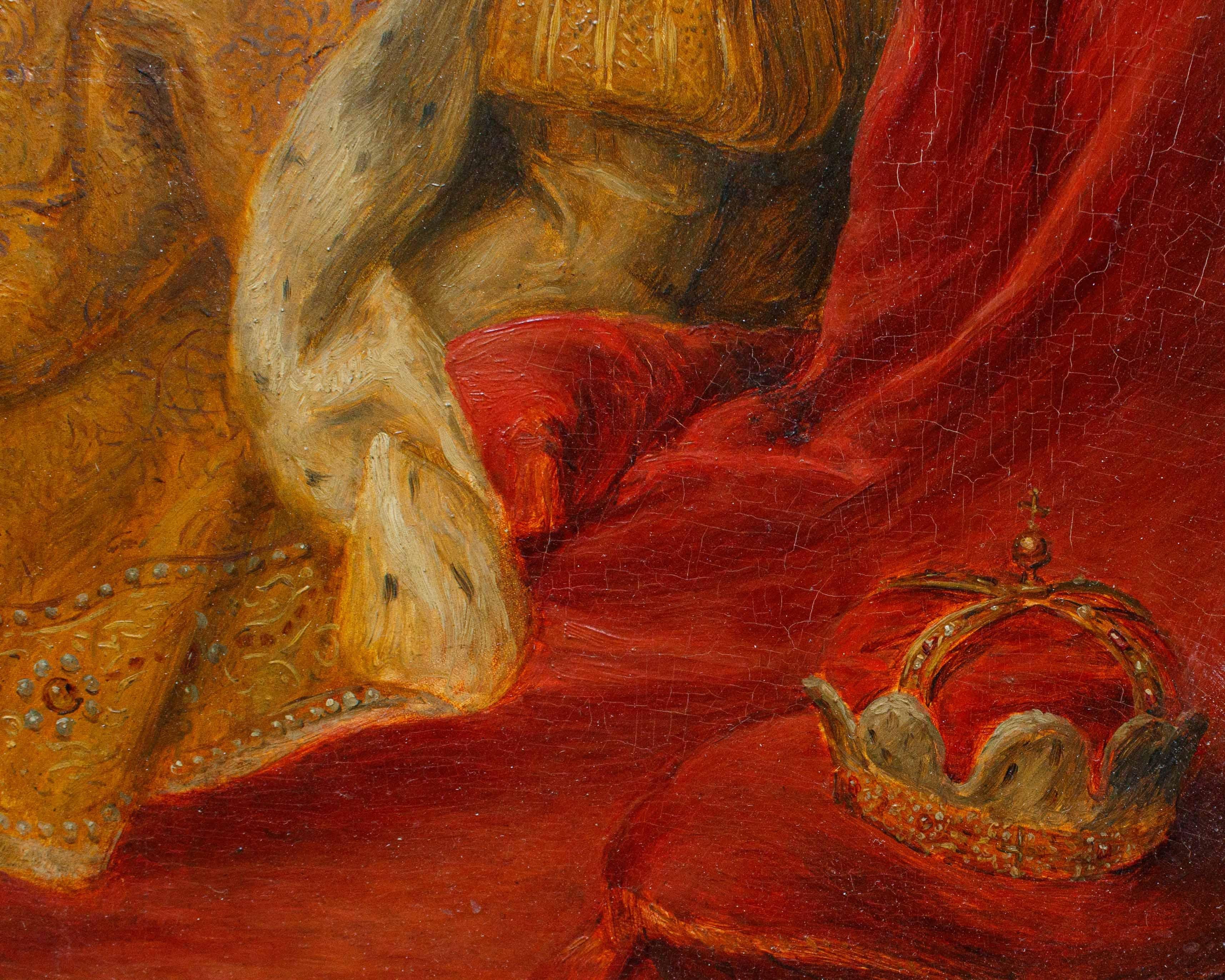 19th Century Triptych of Sant'Ildefonso Painting Oil on Canvas For Sale at 1stDibs