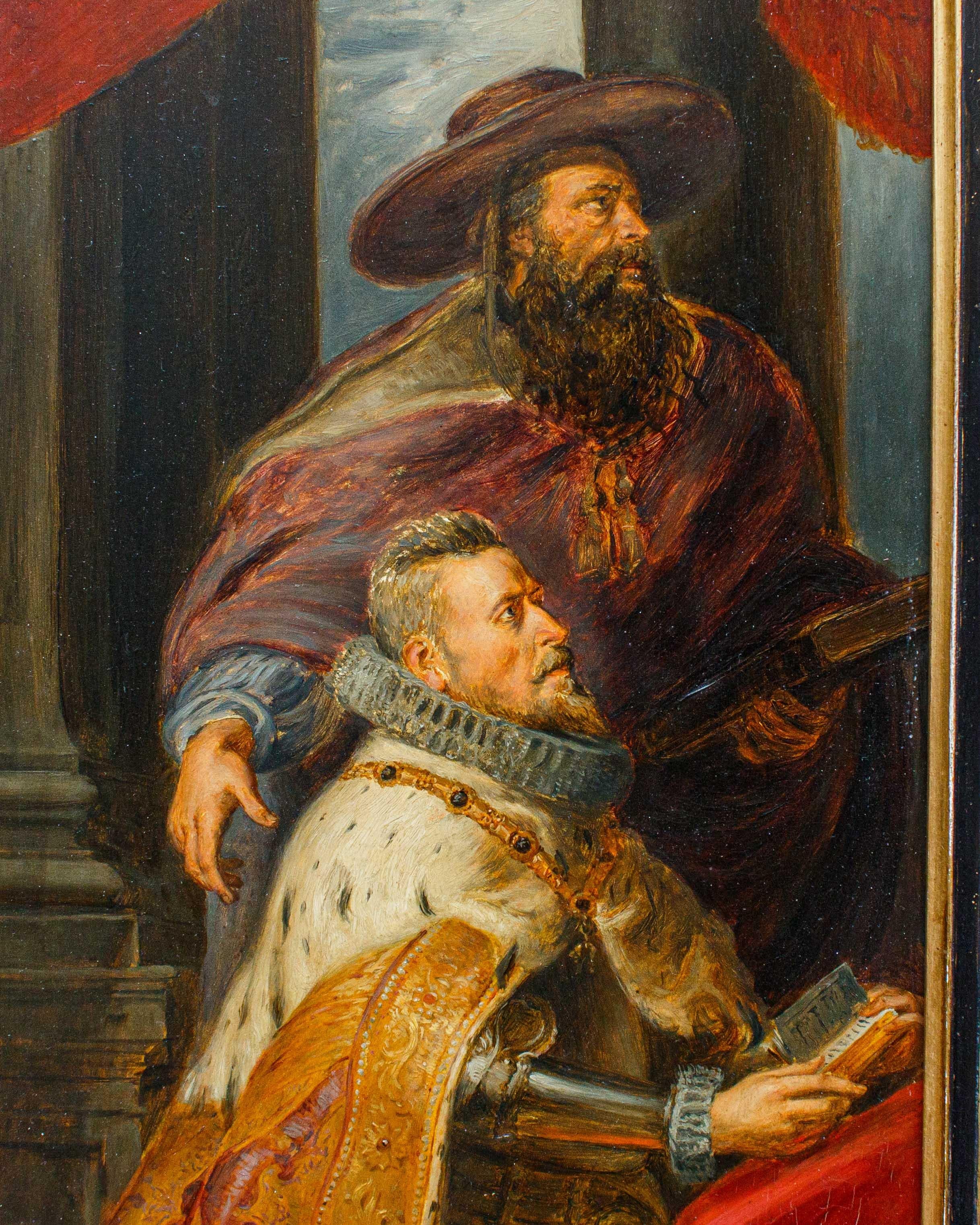 19th Century Triptych of Sant'Ildefonso Painting Oil on Canvas For Sale at 1stDibs