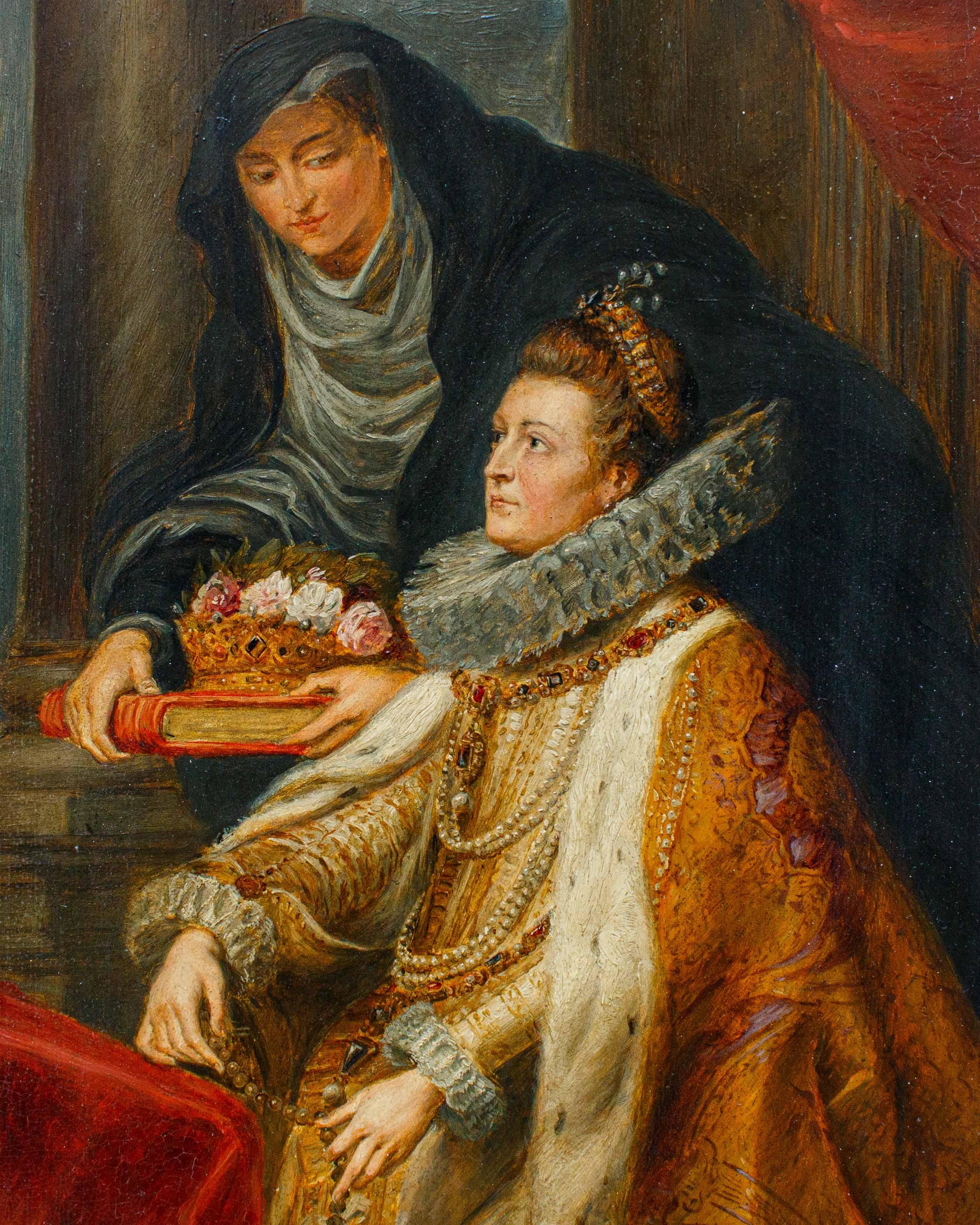 19th Century Triptych of Sant'Ildefonso Painting Oil on Canvas For Sale at 1stDibs