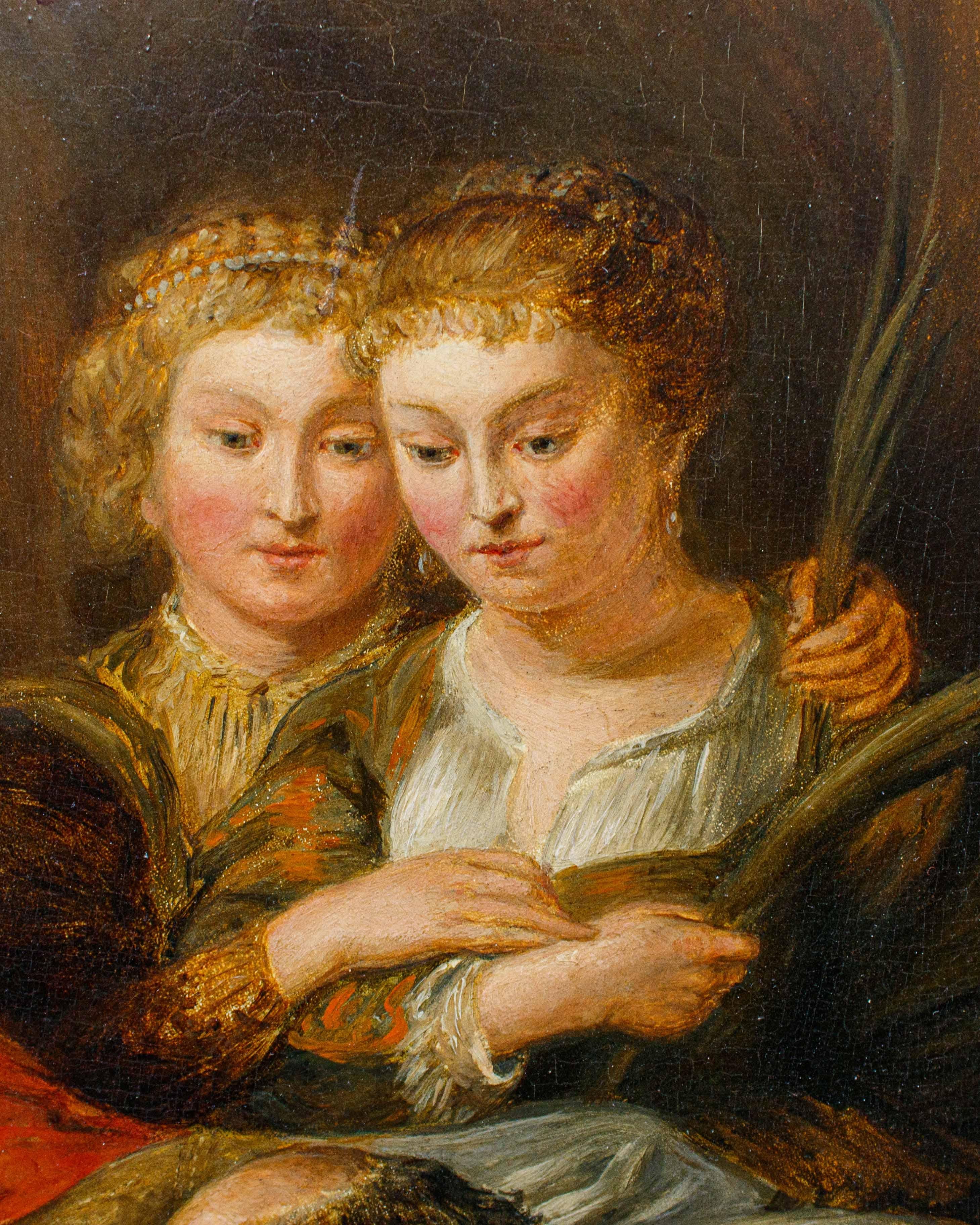 19th Century Triptych of Sant'Ildefonso Painting Oil on Canvas For Sale at 1stDibs