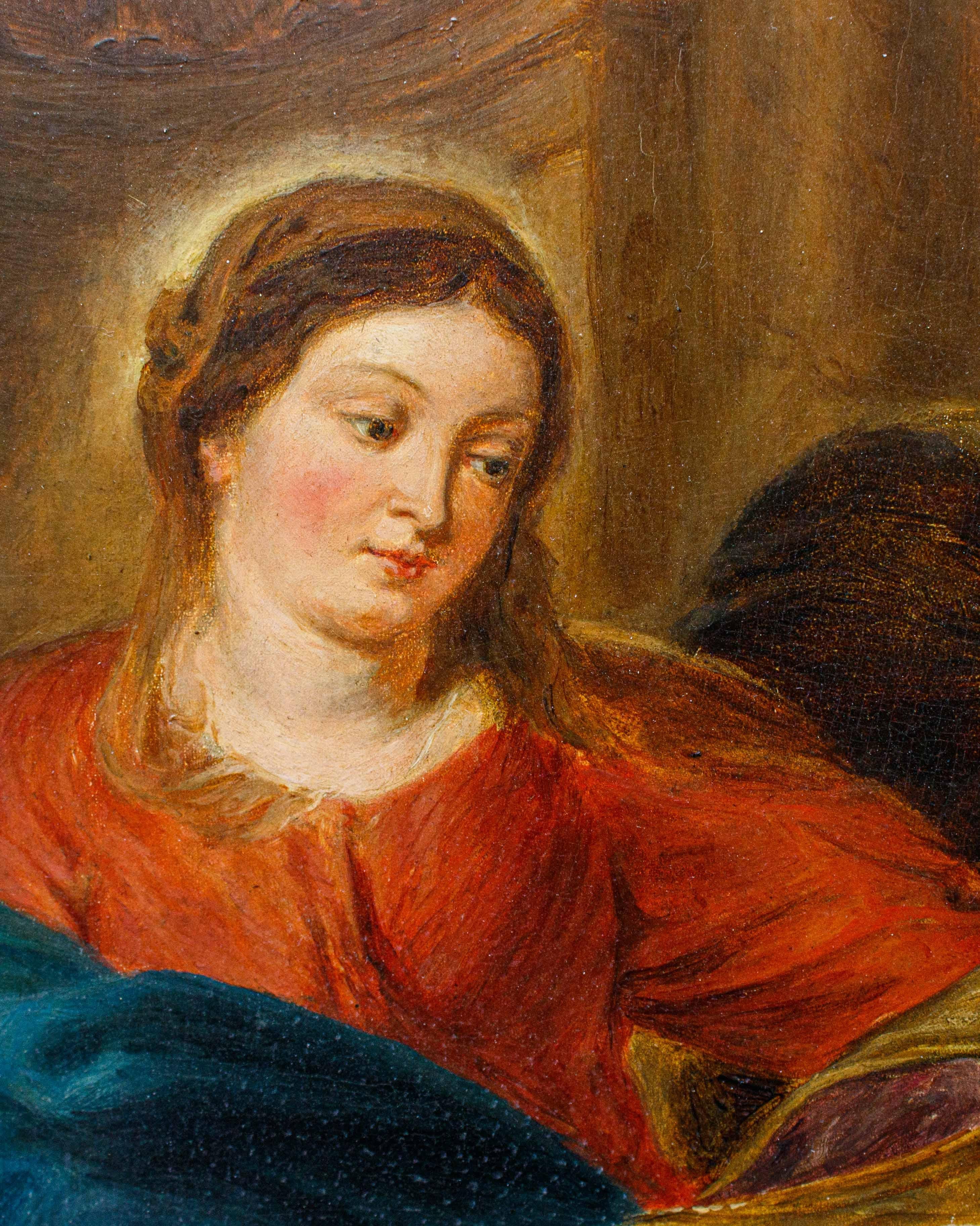 19th Century Triptych of Sant'Ildefonso Painting Oil on Canvas For Sale at 1stDibs