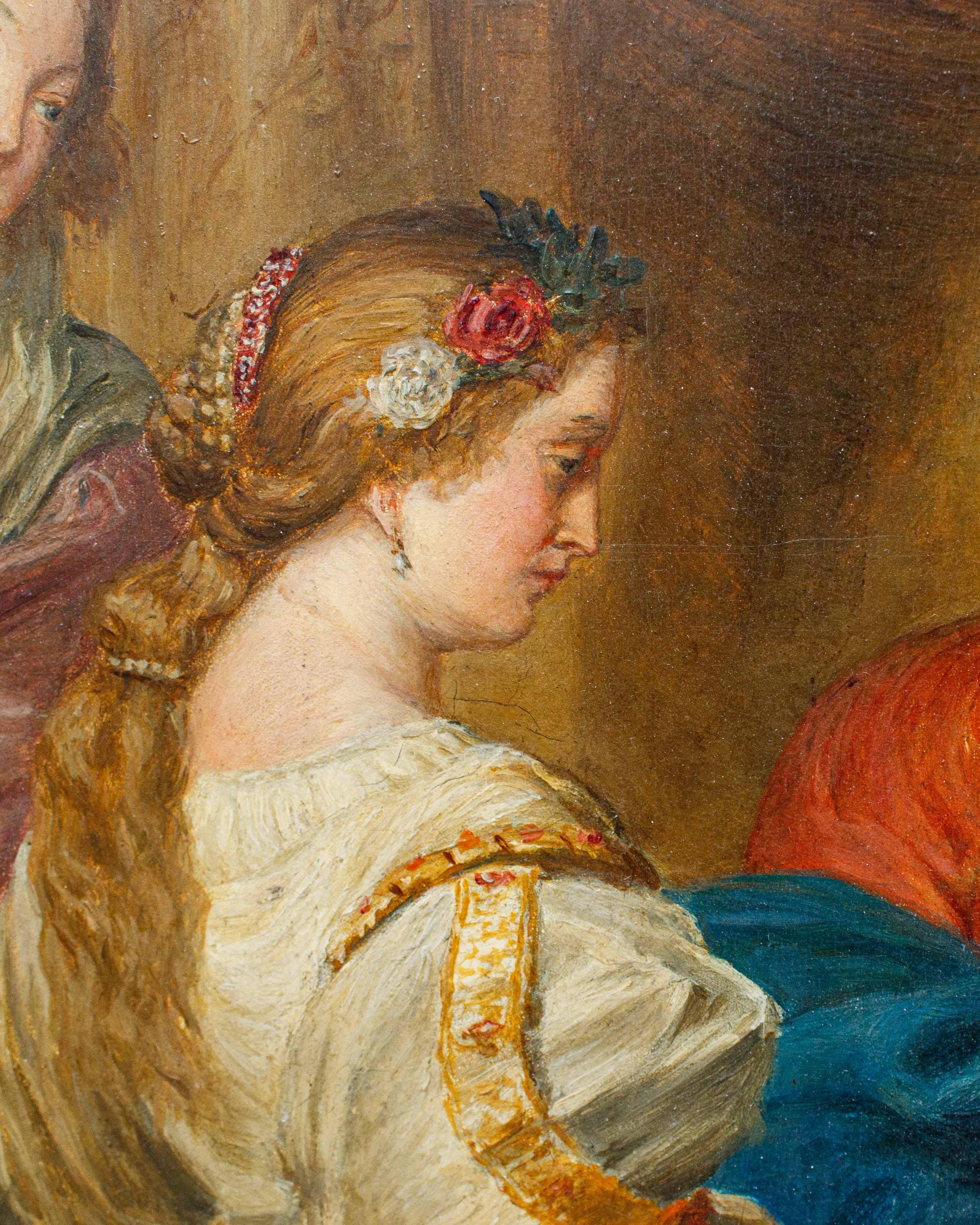 19th Century Triptych of Sant'Ildefonso Painting Oil on Canvas For Sale at 1stDibs